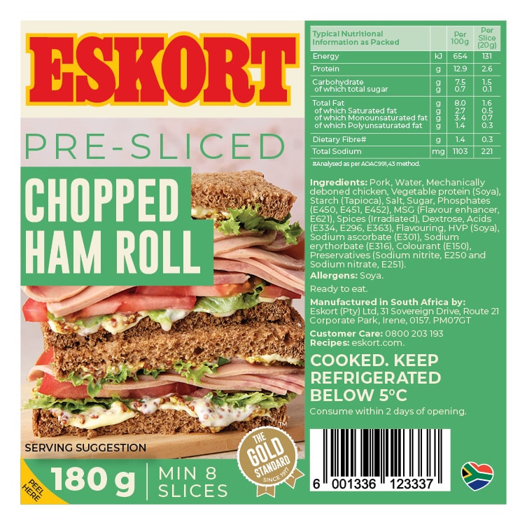 Eskort Pre-Sliced Chopped Ham 180g | Xclusive 2 U